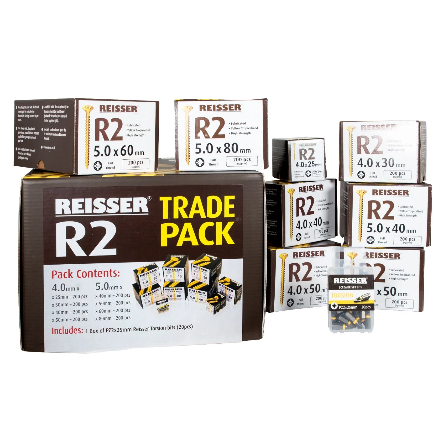 Reisser R2 Trade Pack | 1600 Woodscrews For Carpenters | Fixabolt